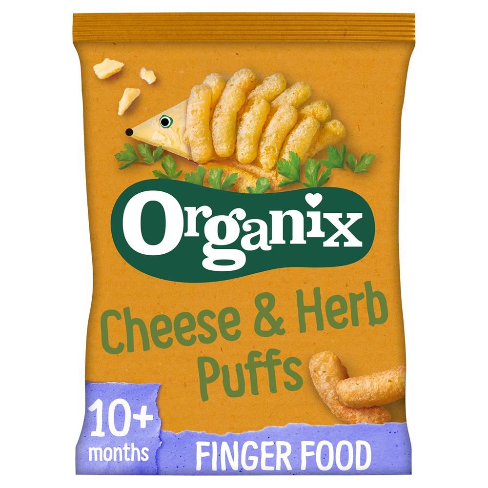 Organix Cheese & Herb Organic Finger Food Toddler Snack Corn Puffs 15g ...