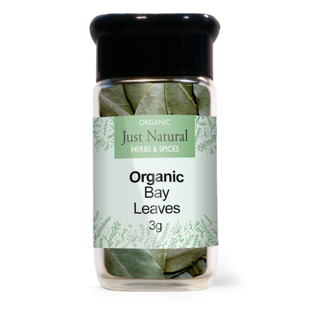 Just Natural Herbs Organic Bay Leaves (Glass Jar) 3g – Health Plus Living