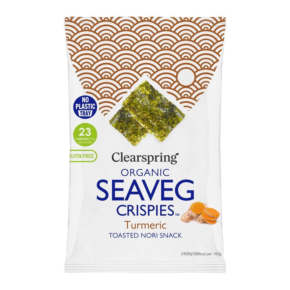 Clearspring Organic Seaveg Crispies Turmeric 4g (TRAYLESS) 4g - 20 Pac ...