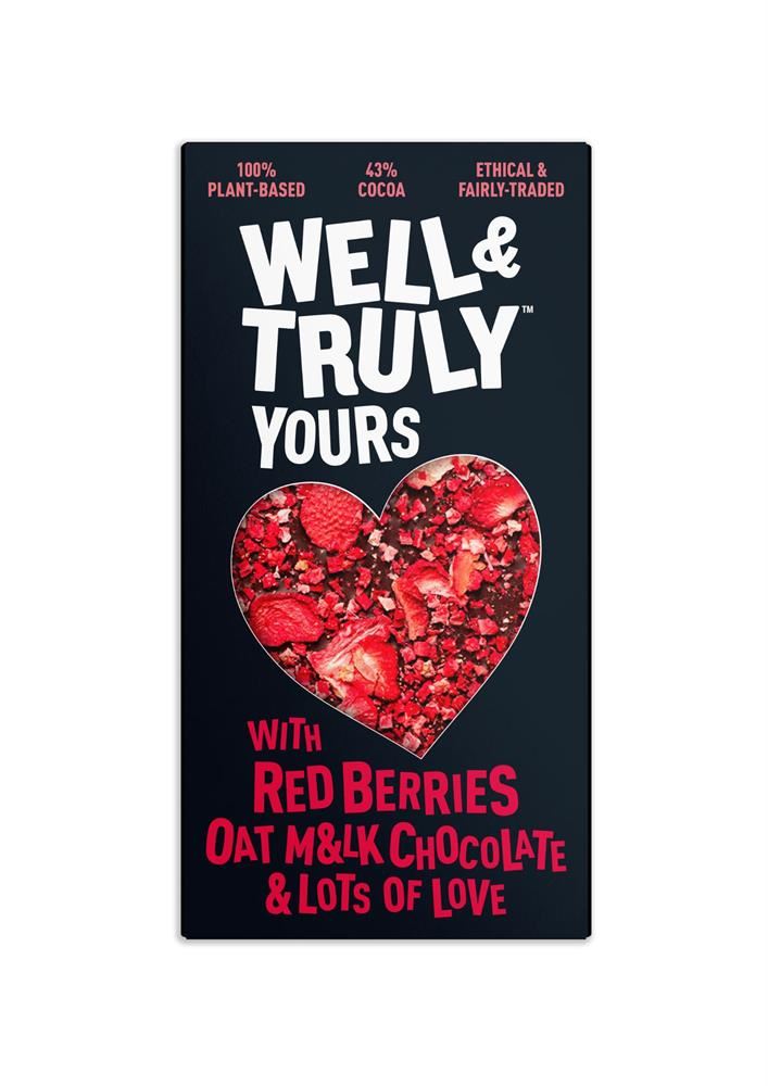 Well and Truly Oat M&lk Chocolate with Red Berries & Lots of Love 90g ...