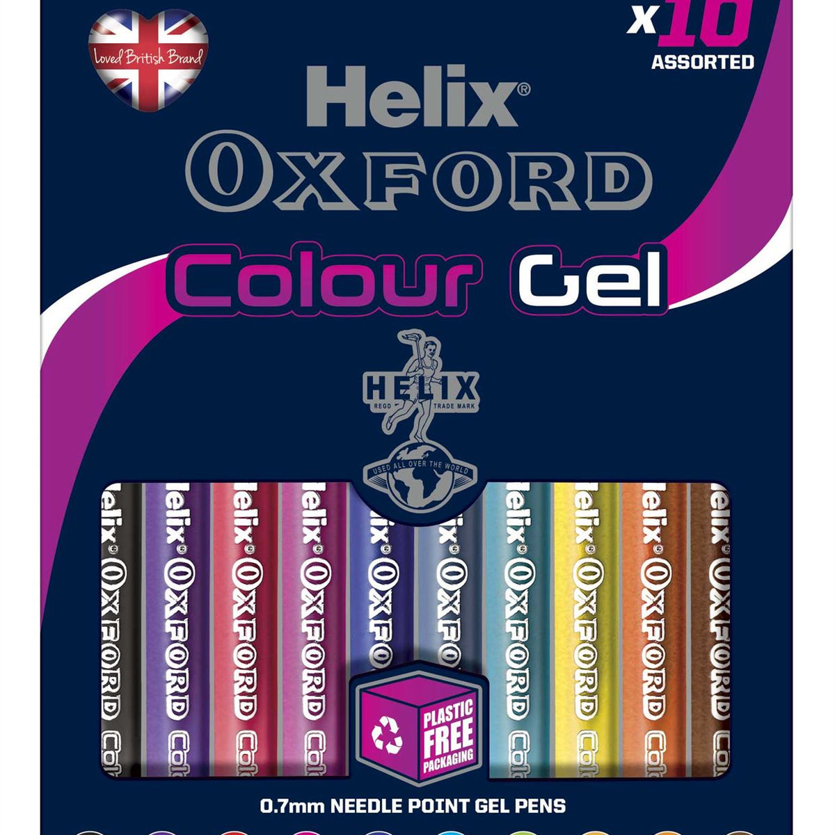 Helix Oxford Coloured Gel Pens Assorted Colours x10 Pack – Health Plus ...