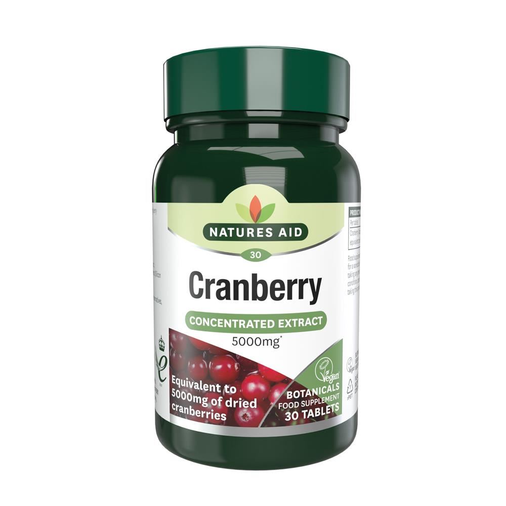 Natures Aid Cranberry 200mg (5000mg equiv) 30 Tabs – Health Plus Living