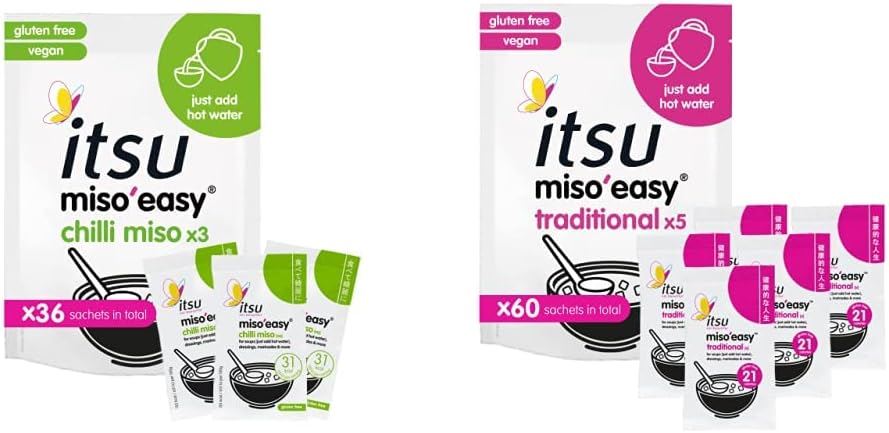Itsu Miso Traditional Instant Miso Paste Combo - Chilli (3x20g) Pack o ...