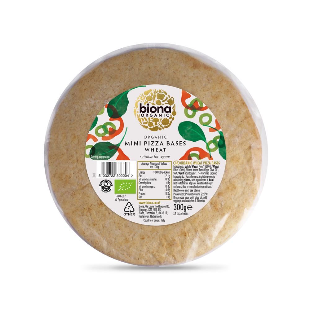 Biona Organic Mini Pizza Bases - Wheat - 4 bases per pack 300g – Health ...