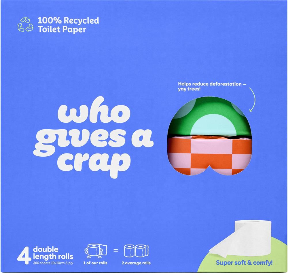 Who Gives A Crap Classic Soft Double Length Toilet Roll -4 pack ...