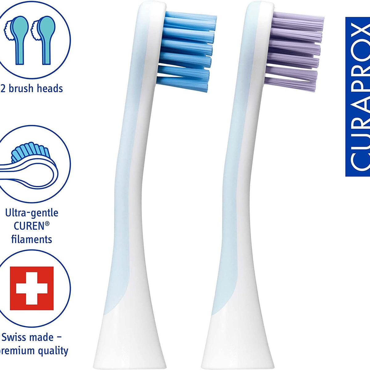 Curaprox Hydrosonic Pro Power Replacement Toothbrush Head - 2 Pieces ...