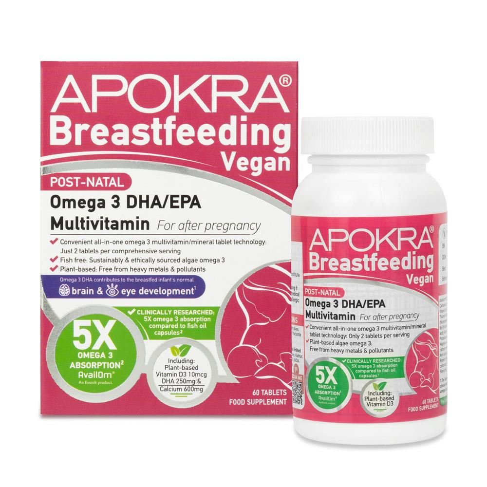 Apokra Vegan Breastfeeding Omega 3 DHA Multivitamin 60 Tabs – Health ...