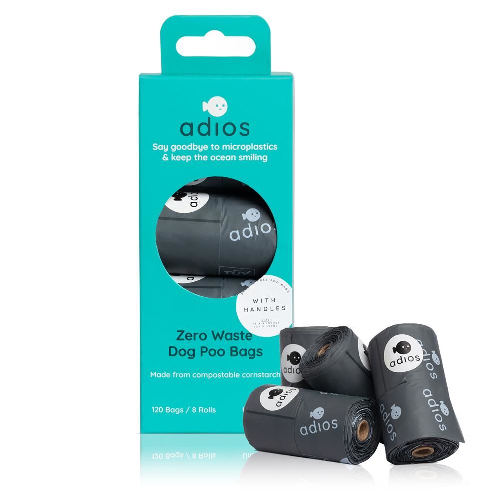 Adios Plastic Compostable Poo Bag Grey 60 Pack with Handles – Health ...