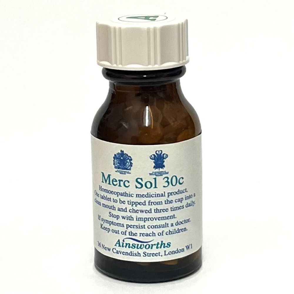 Ainsworths Merc Sol 30C Single Counter Remedy 120 tabs – Health Plus Living