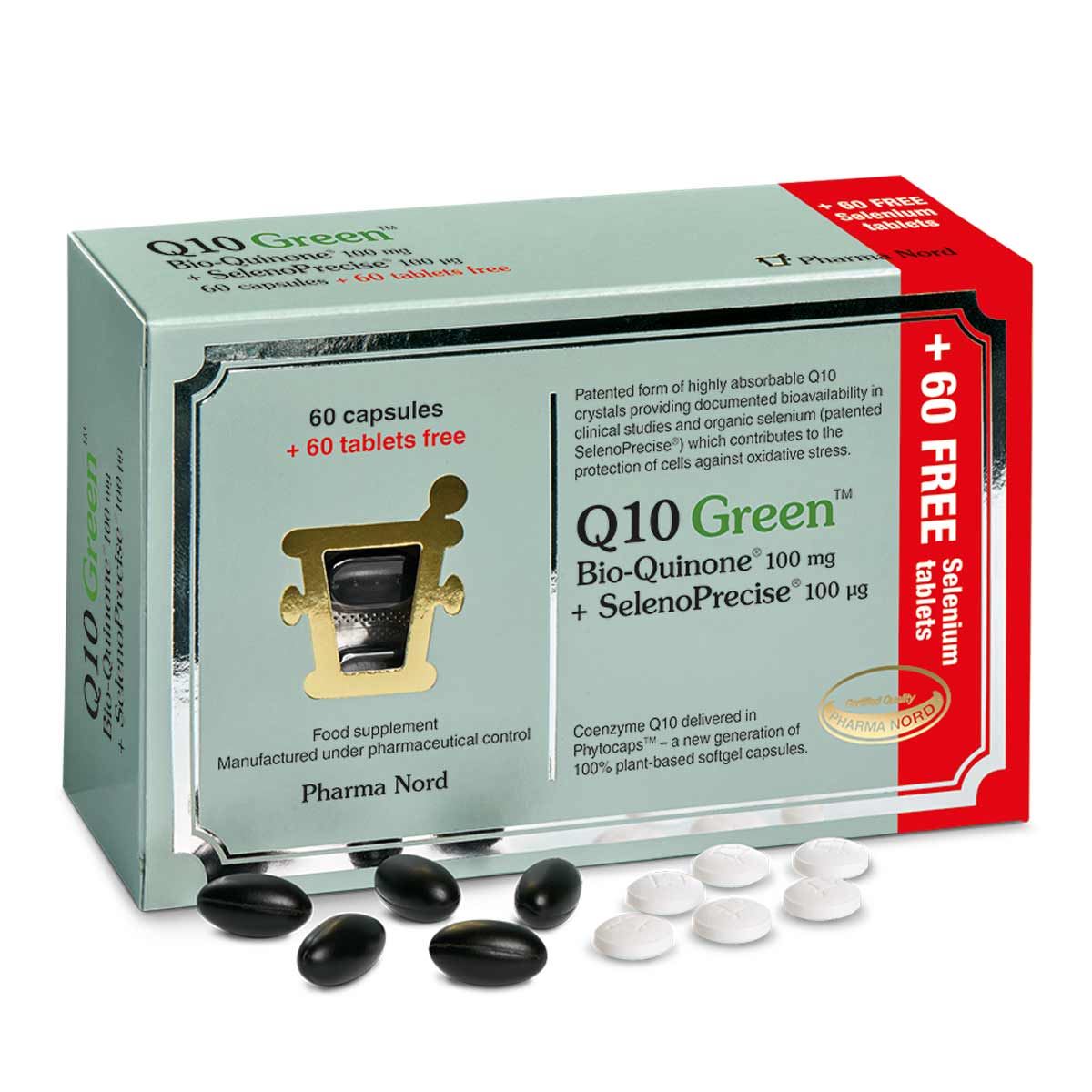 Pharma Nord Q10 Green Bio-Quinone 100mg + Free SelenoPrecise - 60 Caps ...