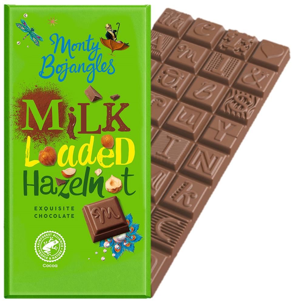 Monty Bojangles RFA MILK Loaded Hazelnut Premium Chocolate Bar 150g ...
