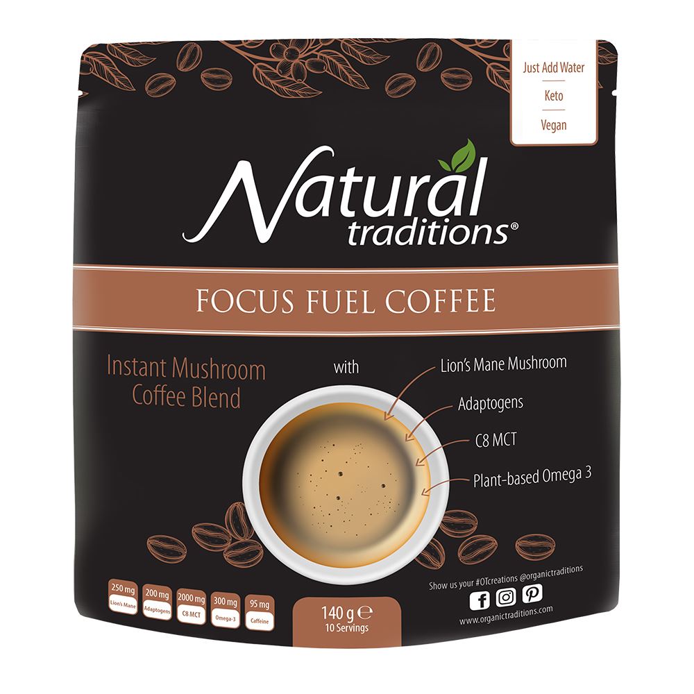 Organic Traditions Organic Instant Mushroom Coffee Focus Fuel 140g ...