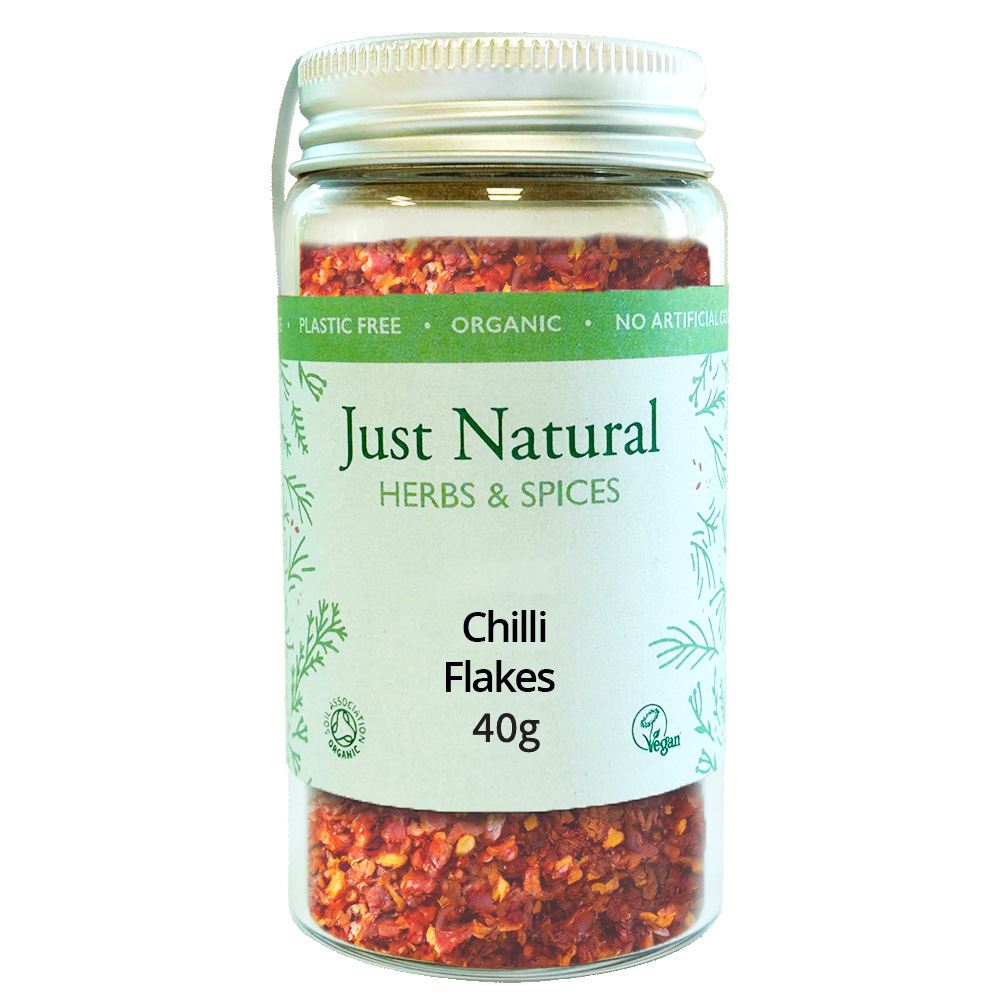 Just Natural Herbs Organic Chilli Flakes (Jar) 40g – Health Plus Living