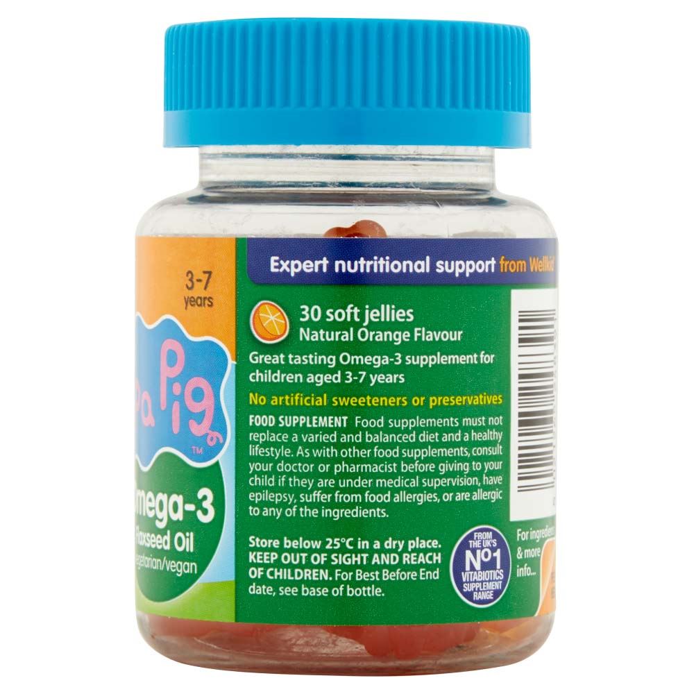 Vitabiotics WellKid Peppa Pig Omega-3 Flaxseed Oil 3-7 Years - 30 Soft ...