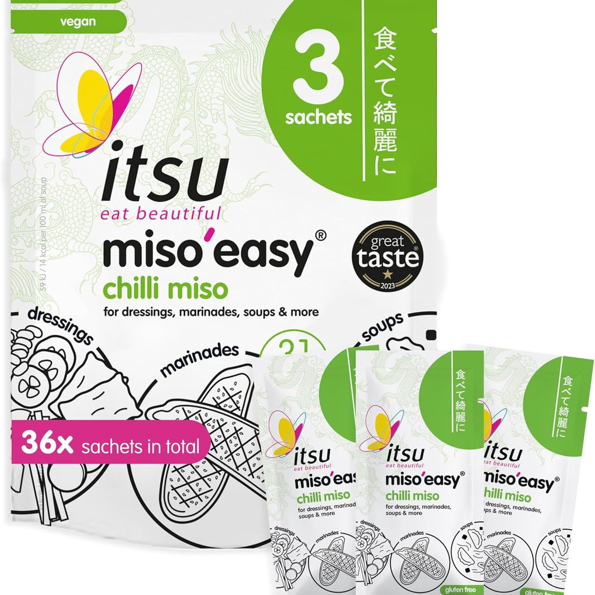 Itsu Chilli Miso'easy Traditional Instant Miso Paste 60g (3x20g Sachet ...