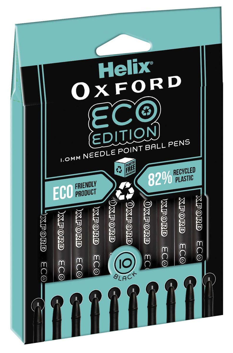 Helix Oxford Eco Ballpoint Pens x10 Pack - Black Ink – Health Plus Living