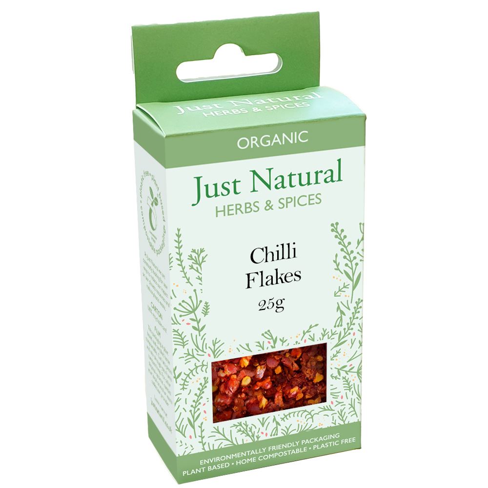 Just Natural Herbs Organic Chilli Flakes (Box) 25g – Health Plus Living