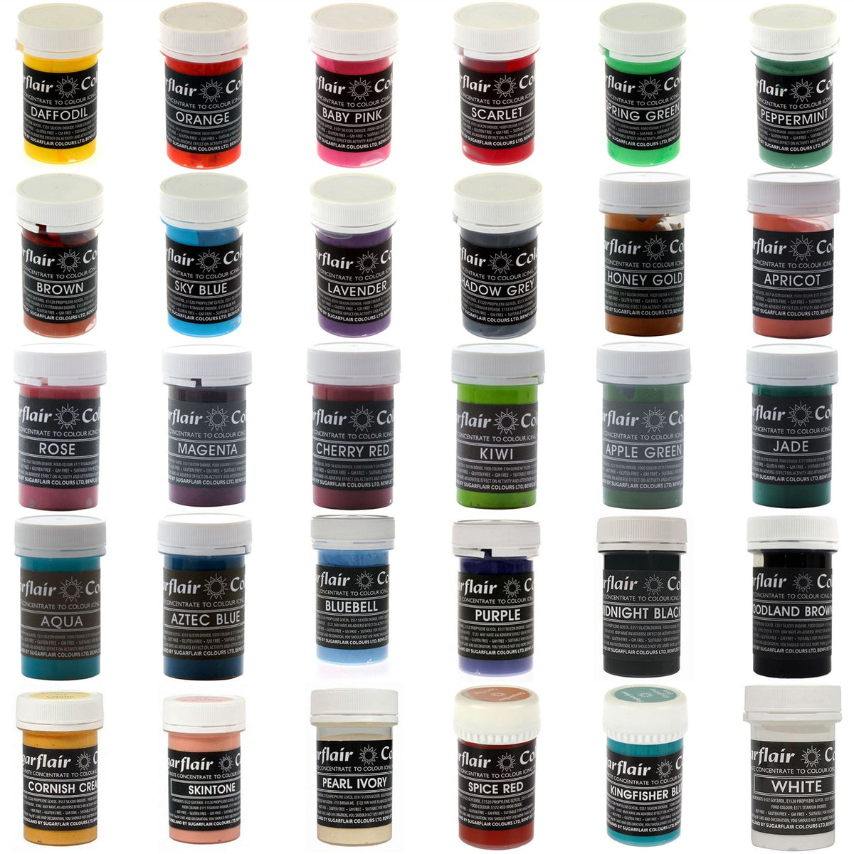 Sugarflair Concentrated PASTEL Food Colouring Paste Gel 50+ Colours 25 ...