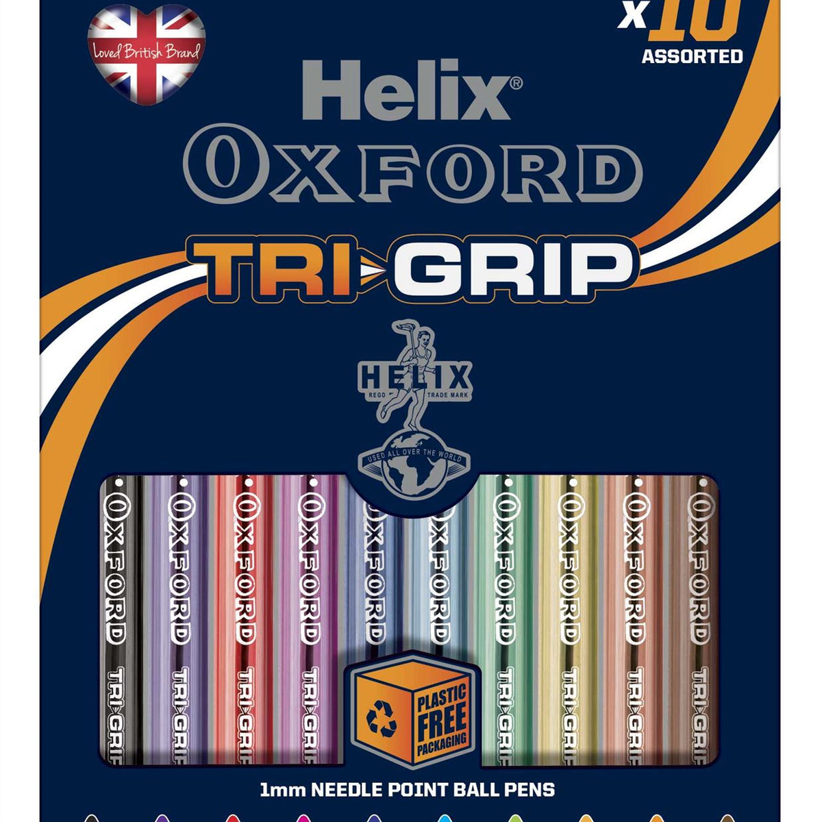 Helix Oxford Tri-Grip Ballpoint Pens Assorted Colours x10 Pack – Health ...