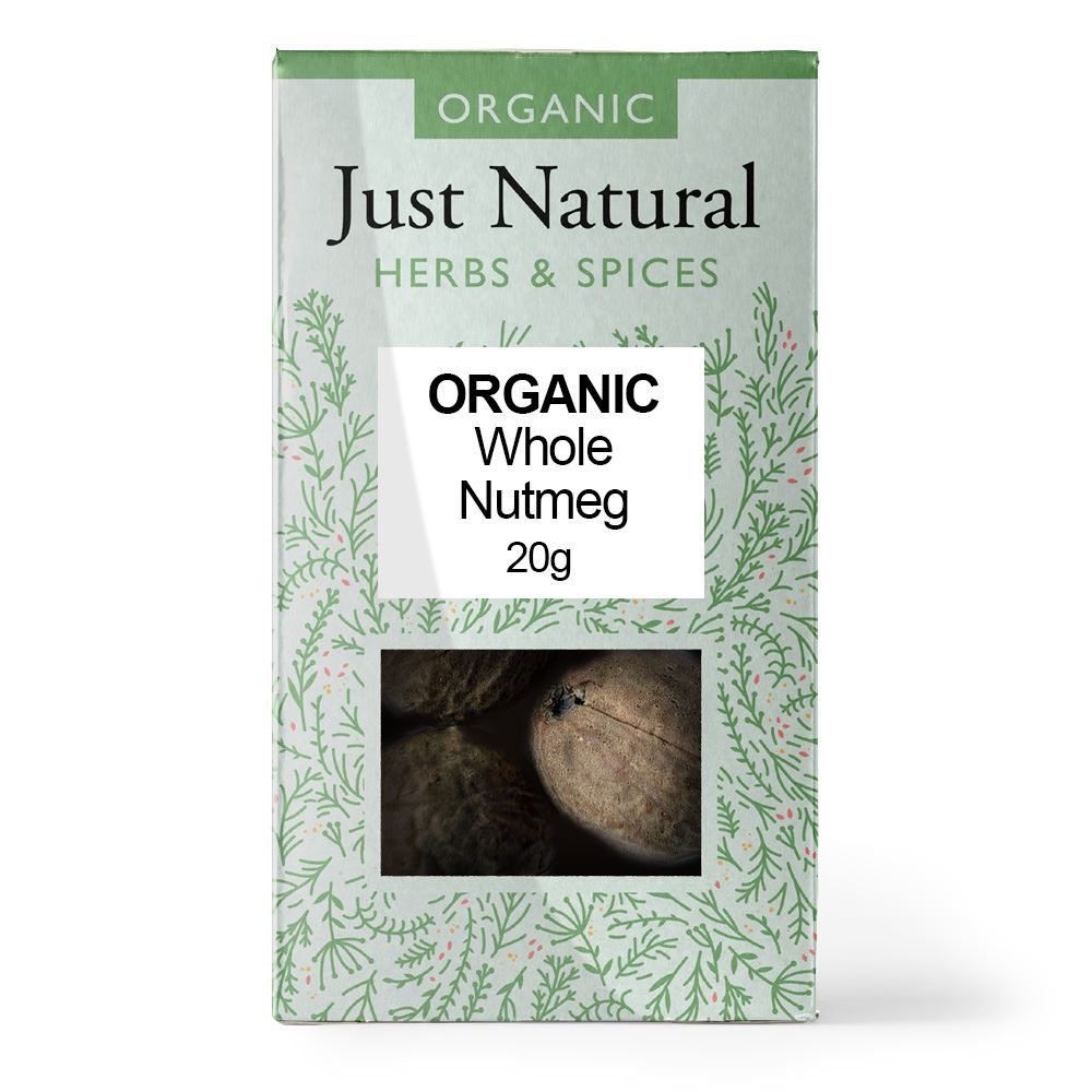 Just Natural Herbs Organic Whole Nutmeg (Box) 20g – Health Plus Living